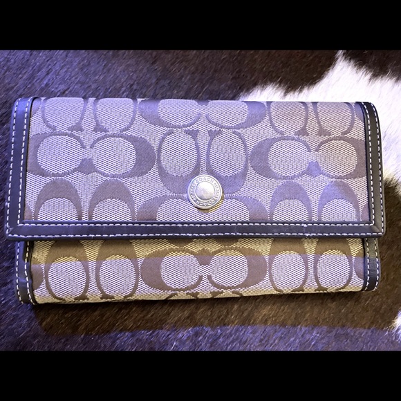 Coach | Bags | Coach Wallet Large Size Brown Signature Canvas With ...